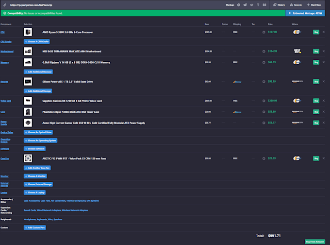 Make a pc part list for you needs by Cciacona | Fiverr