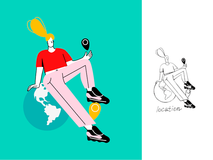 Make a minimalistic character illustration for application or website ...