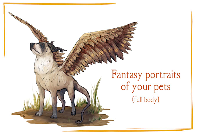 Do fantasy pet portrait, full body by Fanniesidhe | Fiverr