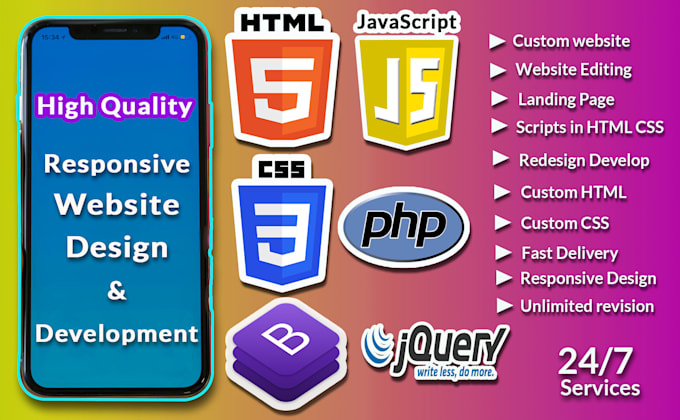 Design your website with html css bootstrap 4 and php by Designerhaque | Fiverr