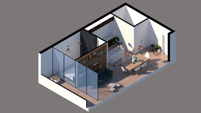 Render axonometric interior floor plans by A4archviz | Fiverr