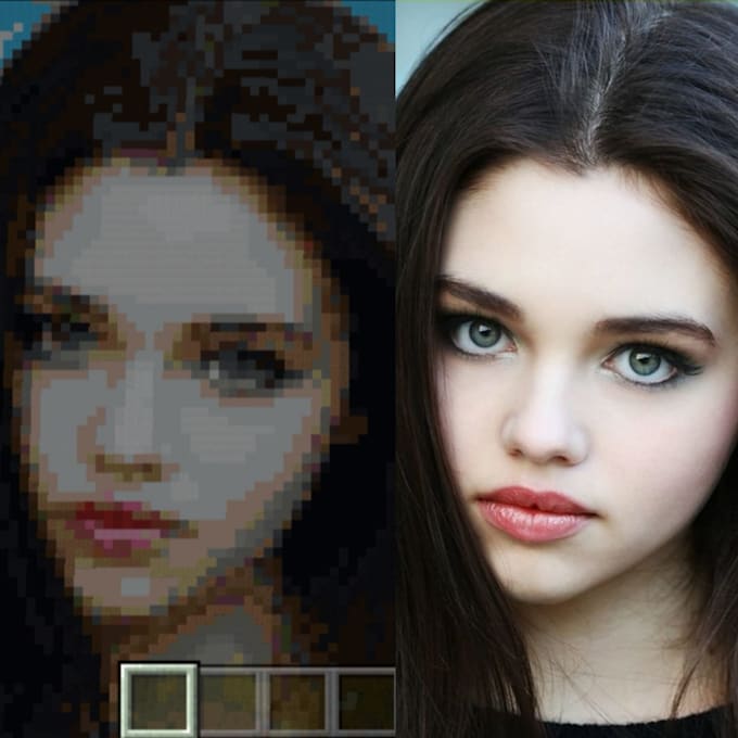 Build a pixel art portrait or photo for you in minecraft by Ikemark ...
