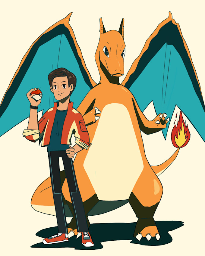 Draw your character and pokemon or sidekick by Nadimoooo | Fiverr
