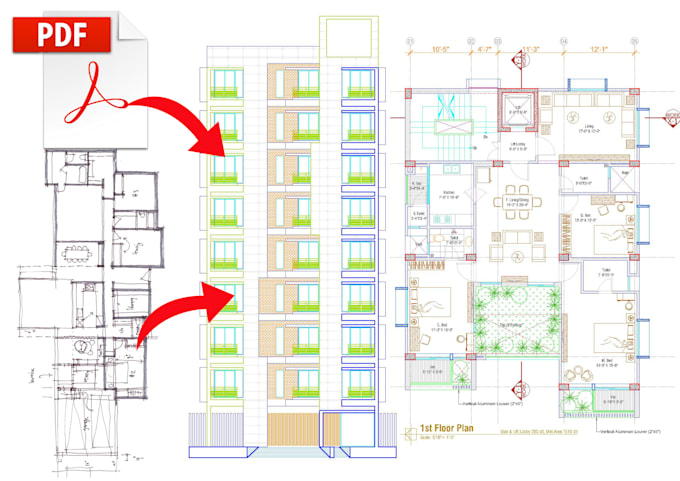 Draw plan from sketches, image ,pdf to autocad by Studioiarch | Fiverr