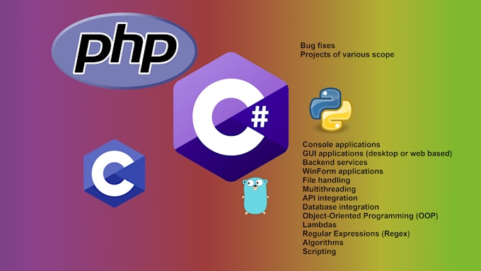 Develop and debug c sharp go php python code and projects by ...