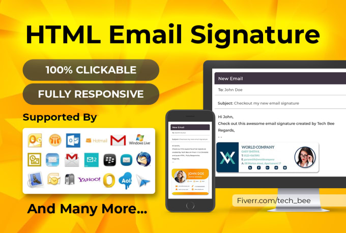 Make html email signature or clickable email signature by Tech_bee | Fiverr