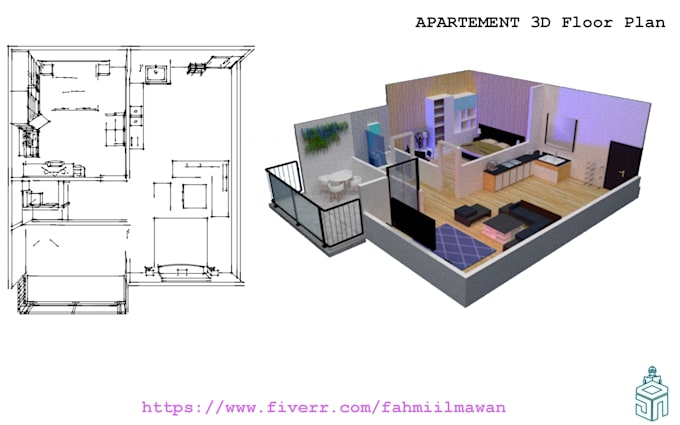 Create architectural 3d floor plan rendering by Fahmiilmawan | Fiverr