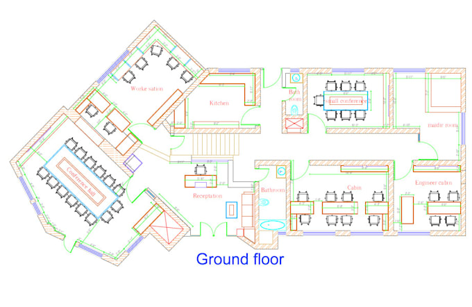 2d office interior design by Rbkdesignstudio | Fiverr