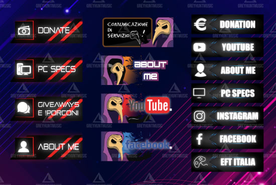 Beautiful buttons for your twitch channel by Greyhuntdesign | Fiverr