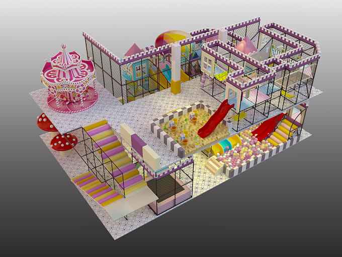 Create a 3d visual of your indoor outdoor play area by Shengshengzhou ...