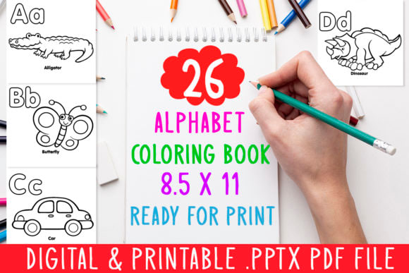 26 alphabet coloring book for kids by Mlaroussi | Fiverr