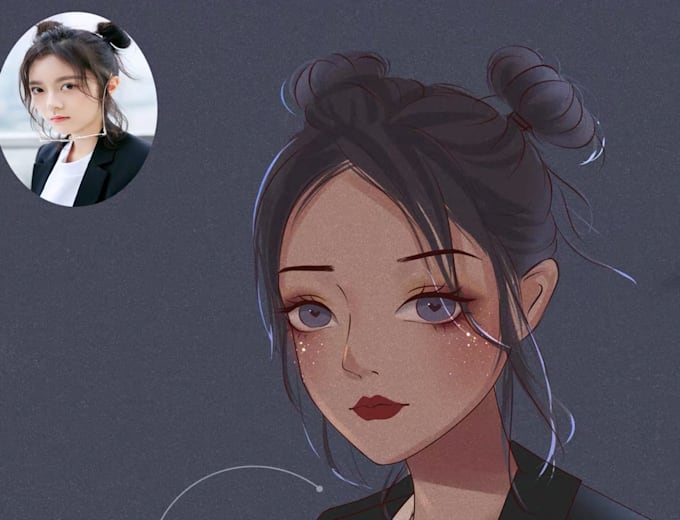 Draw you a cartoon portrait with the fantasy chinese style by ...