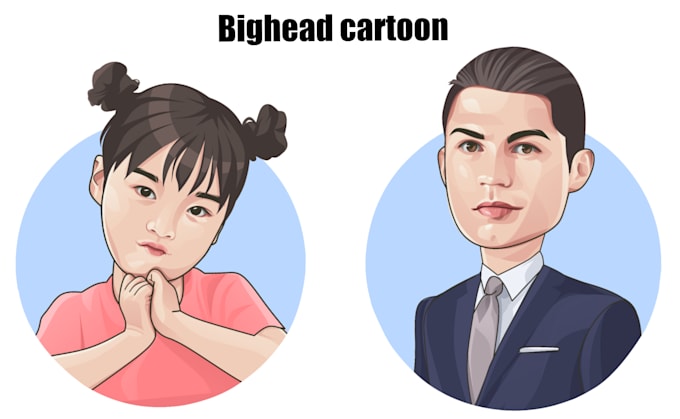 Draw amazing big head cartoon caricatur in 24 hour by Yoghdesign | Fiverr