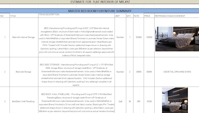 Make estimate for interior project by Amarvyas576 | Fiverr