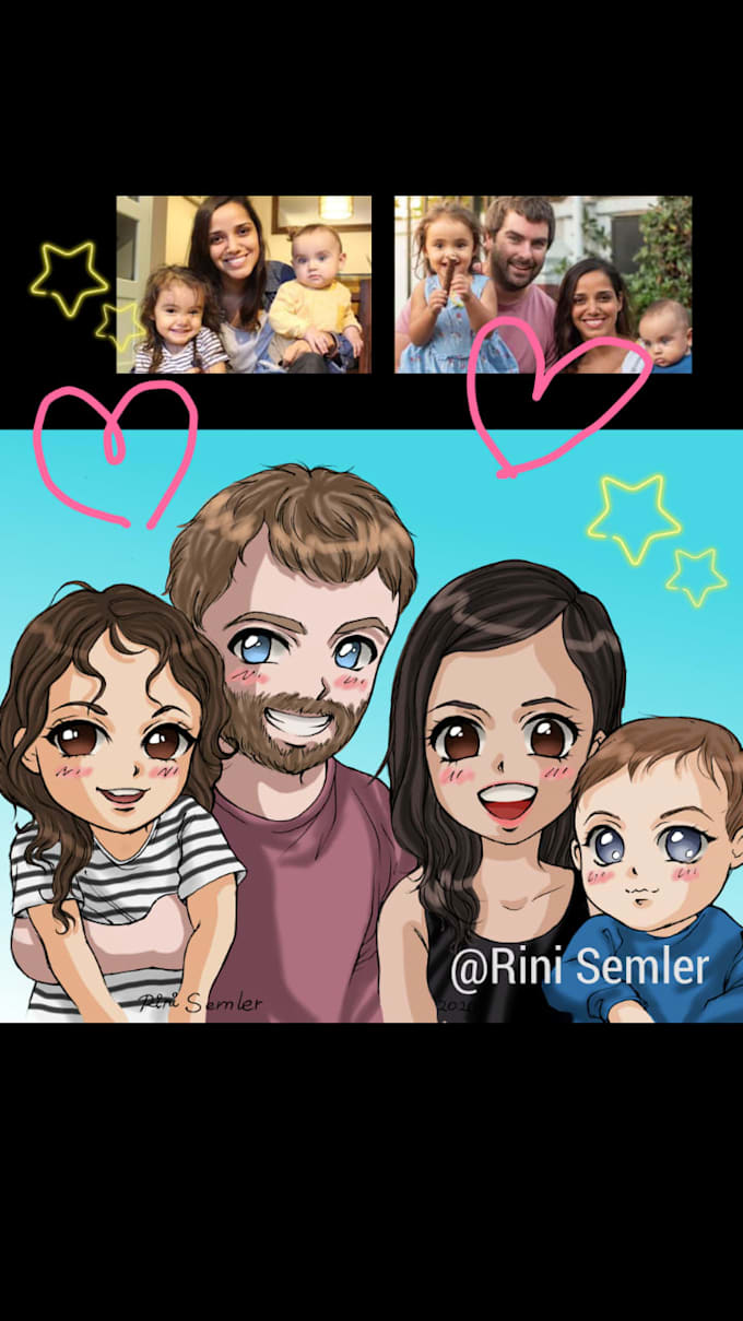 Draw very cute anime caricature based on photo or photos by Rinisemler ...