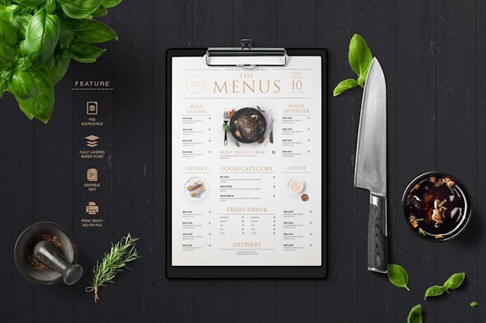 Do modern restaurant menu design by Phbazar | Fiverr
