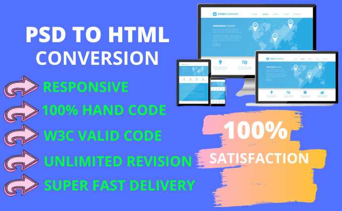 Convert psd to html responsive using bootstrap 4 by Nuruzzaman_wp | Fiverr