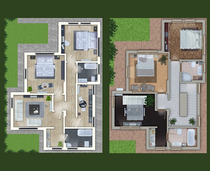 Provide interior, exterior design 2d planning and renderings service by ...