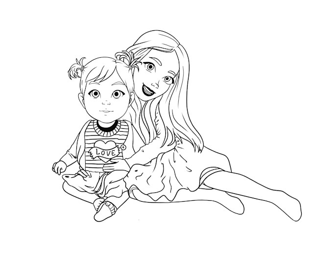 big sister little sister coloring pages