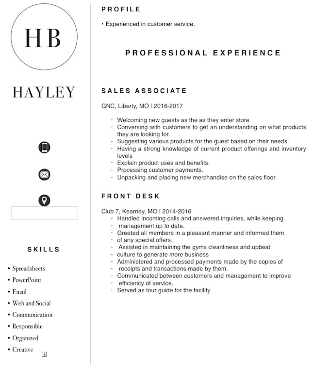 Create a custom layout and write your resume by Hbushman | Fiverr