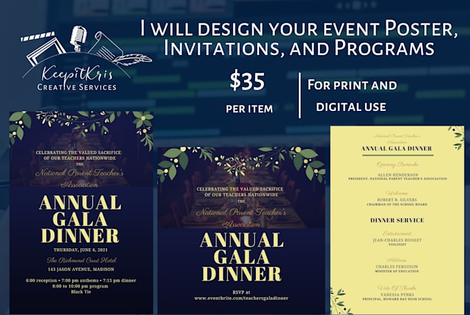 Design your event poster, invitation and programs by Keepitkris_cs | Fiverr