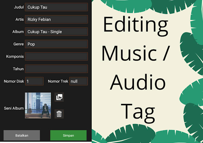 Edit audio or song tag information for music song by Tresnanur | Fiverr