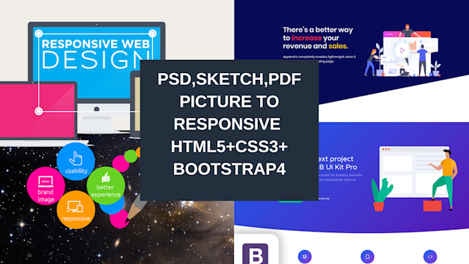 Do psd,sketch,pdf,to html responsive bootstrap by Nafayniazai | Fiverr