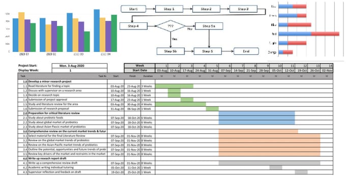 Make bar chart process flow map or gantt char or pie chart by Musman77 ...