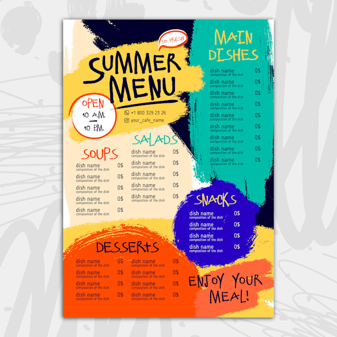 Make beautiful menu card for your restaurant by Mega__studio | Fiverr