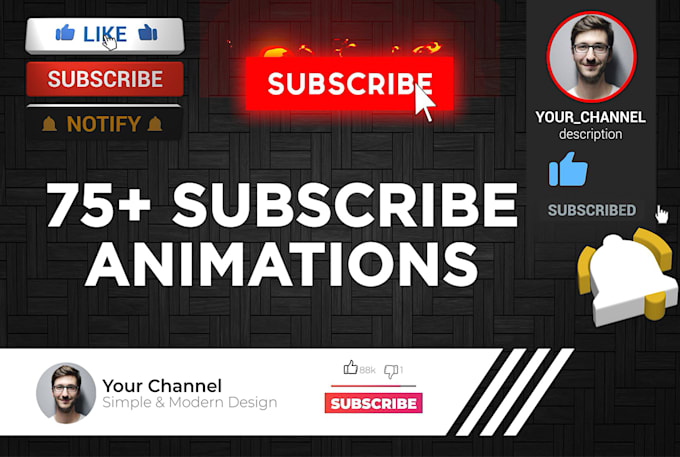 Make 10 awesome youtube subscribe, like and bell animations by ...