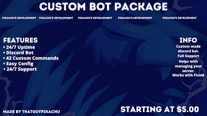 Make you a discord bot by Pikachugamingyt | Fiverr