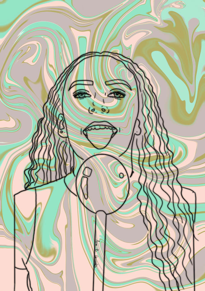 Do line art with a marble background by Annacamacho | Fiverr