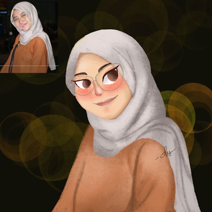 Draw potrait illustration from the shoulders up by Dwiyuliarti | Fiverr