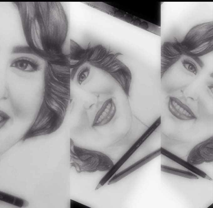 Do a pencil drawing sketch of different faces and objects by ...