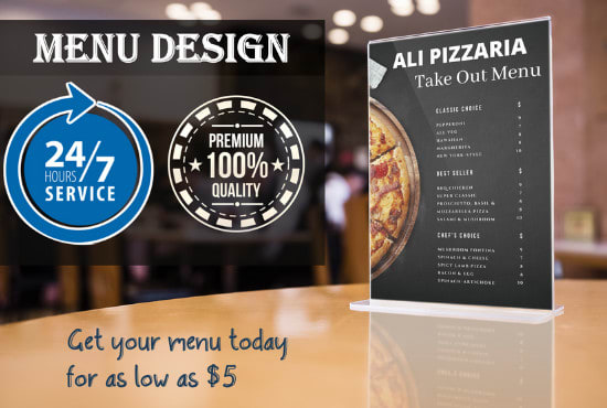 Design an amazing menu for you by Alishalyttle | Fiverr