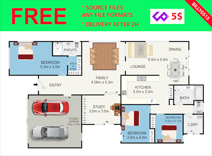 Redraw the floor plan with illustrator basic by Billy0515 | Fiverr