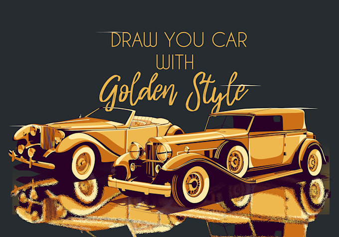 Draw your car into golden cartoon vector illustration style by Alhasan7 ...