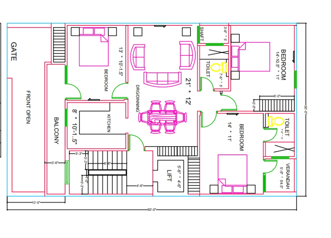 Draw your architectural floor plan in auto cad 2d by Aman6248 | Fiverr