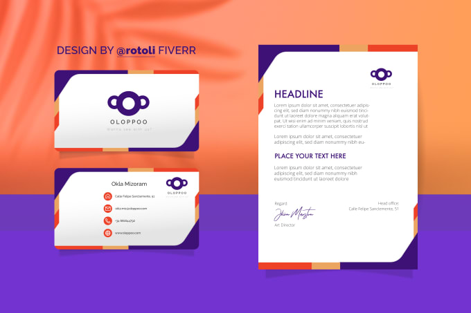 Do business card design letterhead email signature with contact icons ...