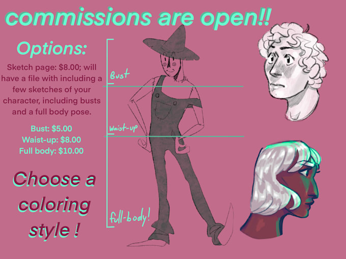 Draw and color your character in cartoony or rendered style by Mothdude ...