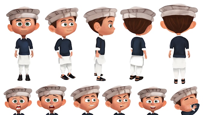 Create character sheet for animation with expressions by Art_by_laraib ...