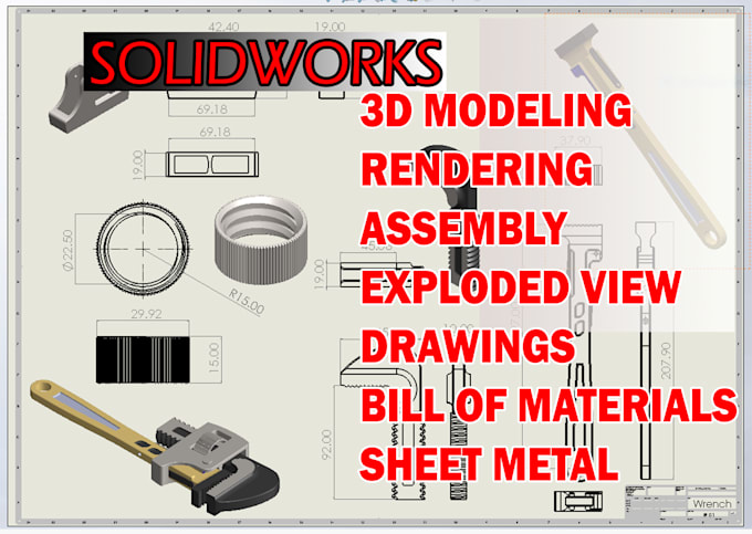 Do 3d model, 2d drawing, rendering in solidworks and keyshot by Precise_cad | Fiverr