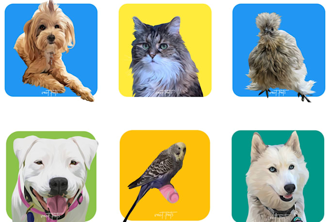 Make your dog or any pets photo into cartoon by Aldipraganta_ | Fiverr
