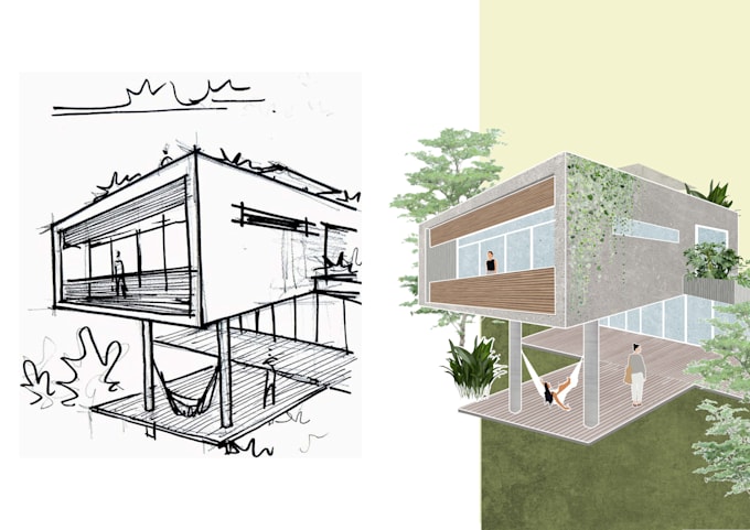 Do architectural render using digital collage by Alcatt | Fiverr