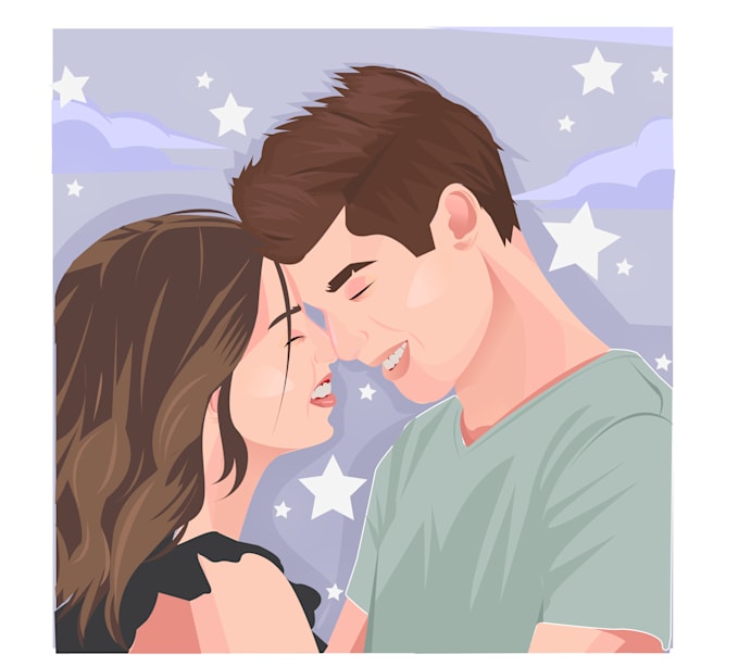 Draw couple portrait drawing illustration art by Audreaart | Fiverr