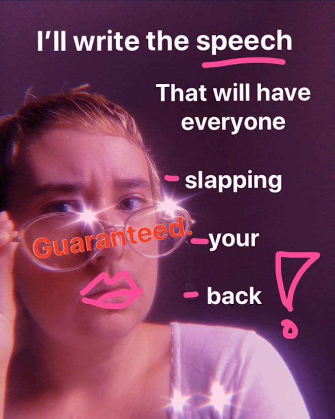 Write the speech that will have everyone slapping your back by ...