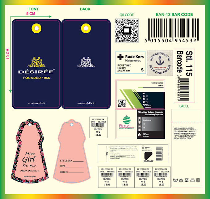 Design bar code label, hantag,price tag care label, sticker by ...