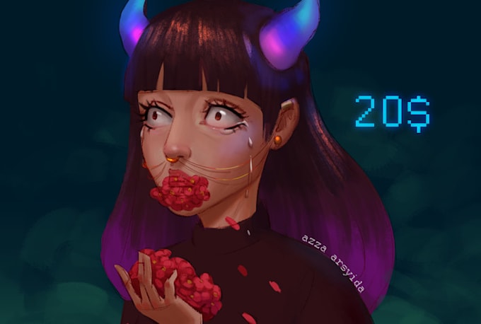 Create a portrait painting of your character by Azzaarsyida | Fiverr