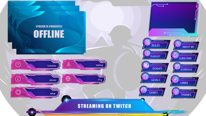Design twitch mixer obs overlay screen facecam for your stream by ...