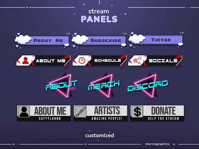 Design cute stream panels for your stream by Stormegraphics | Fiverr